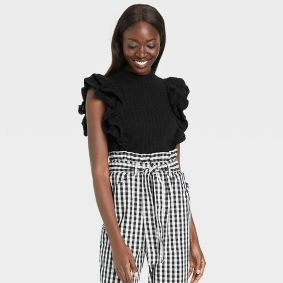 Who What Wear | Sweaters | Who What Wear Black Ruffle Sweater | Poshmark